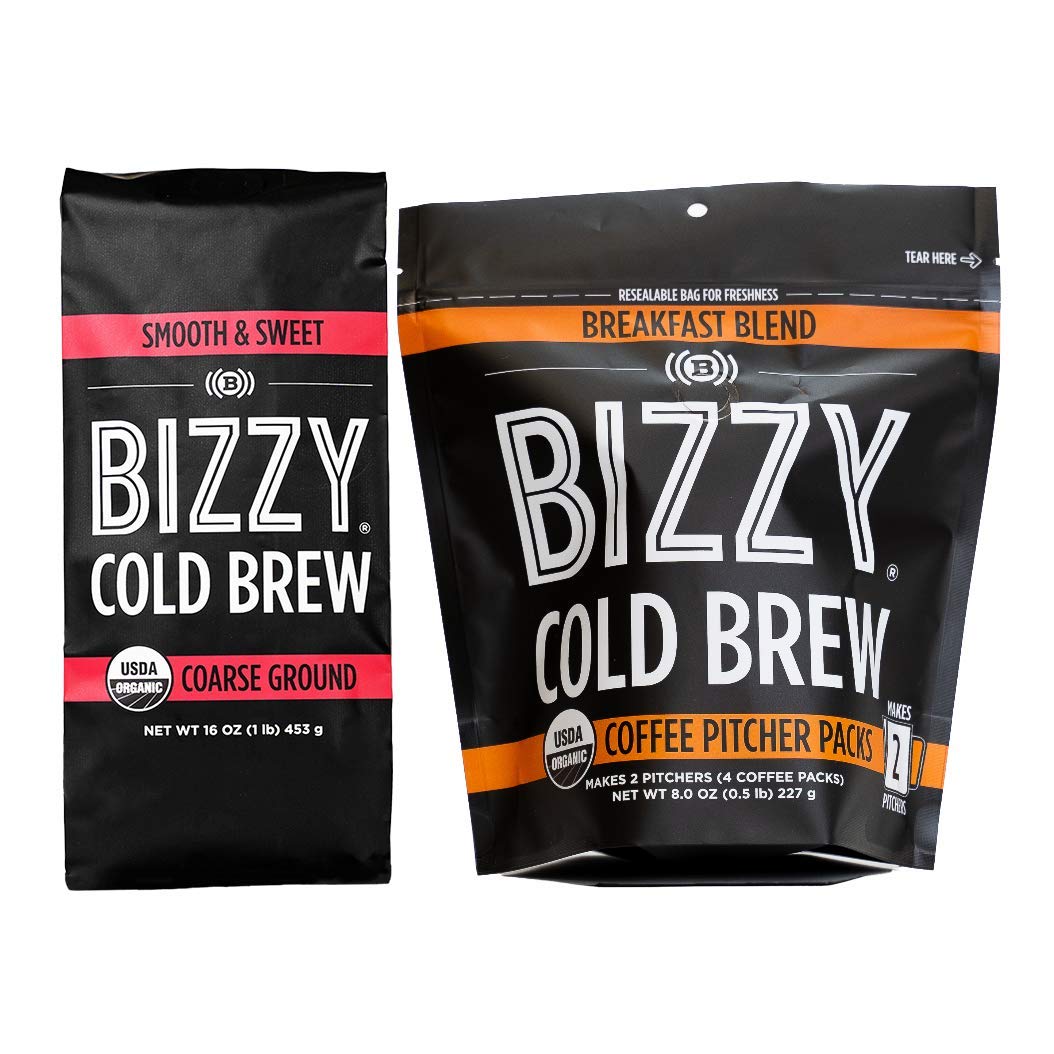 Amazon.com: Bizzy Organic Cold Brew Coffee | Bundle | Coarse Ground ...