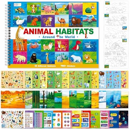 Amazon.com: Animal Habitats Sticker and Coloring Book. 9 Habitats with ...