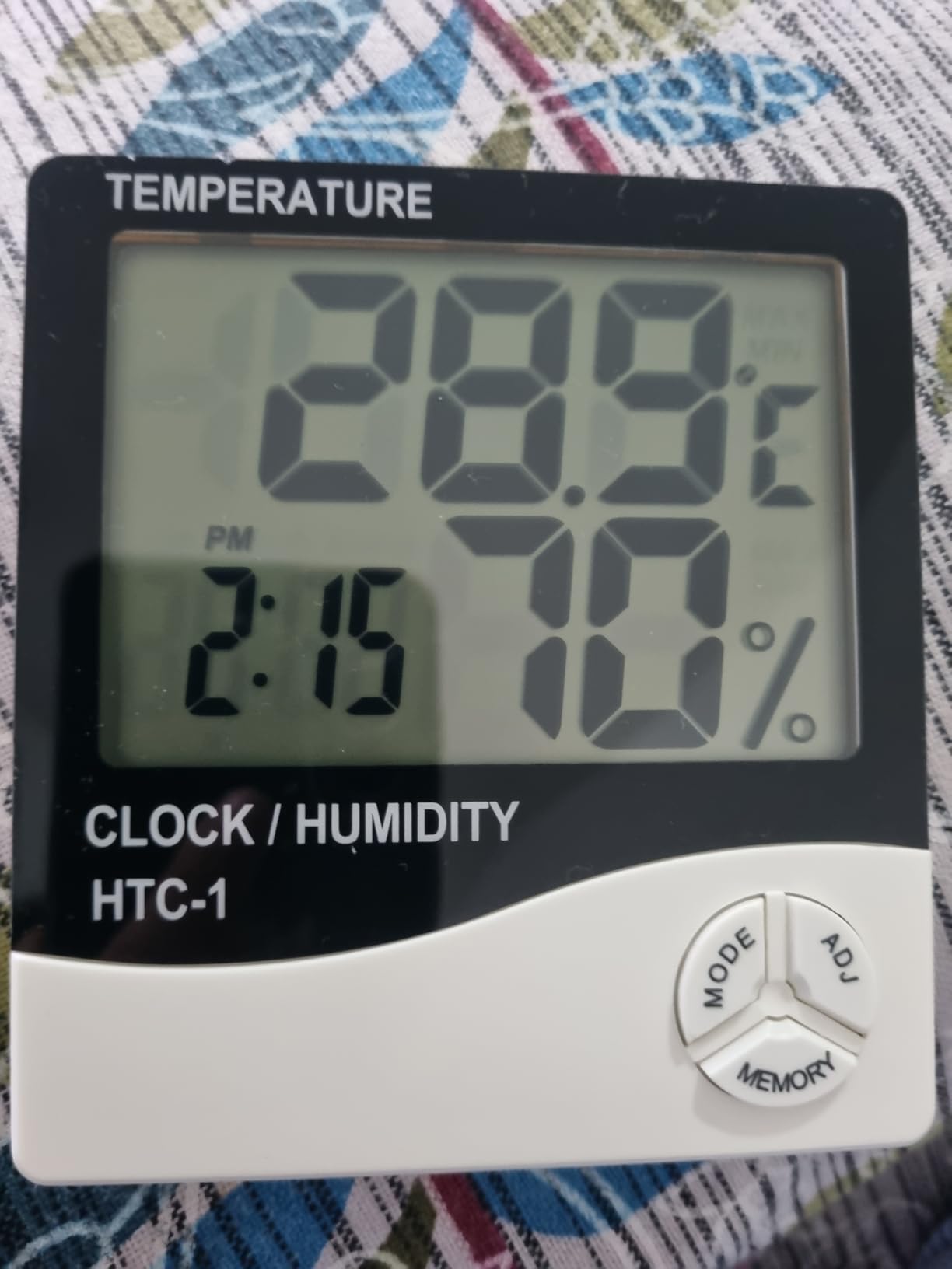 HTC-1 Digital Thermometer and Hygrometer for Room with Digital Clock ...