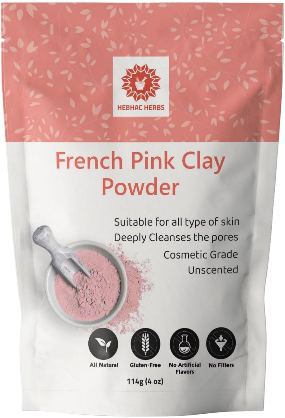 Amazon.com : Hebhac Herbs French Pink Clay Powder | Pink Clay powder ...
