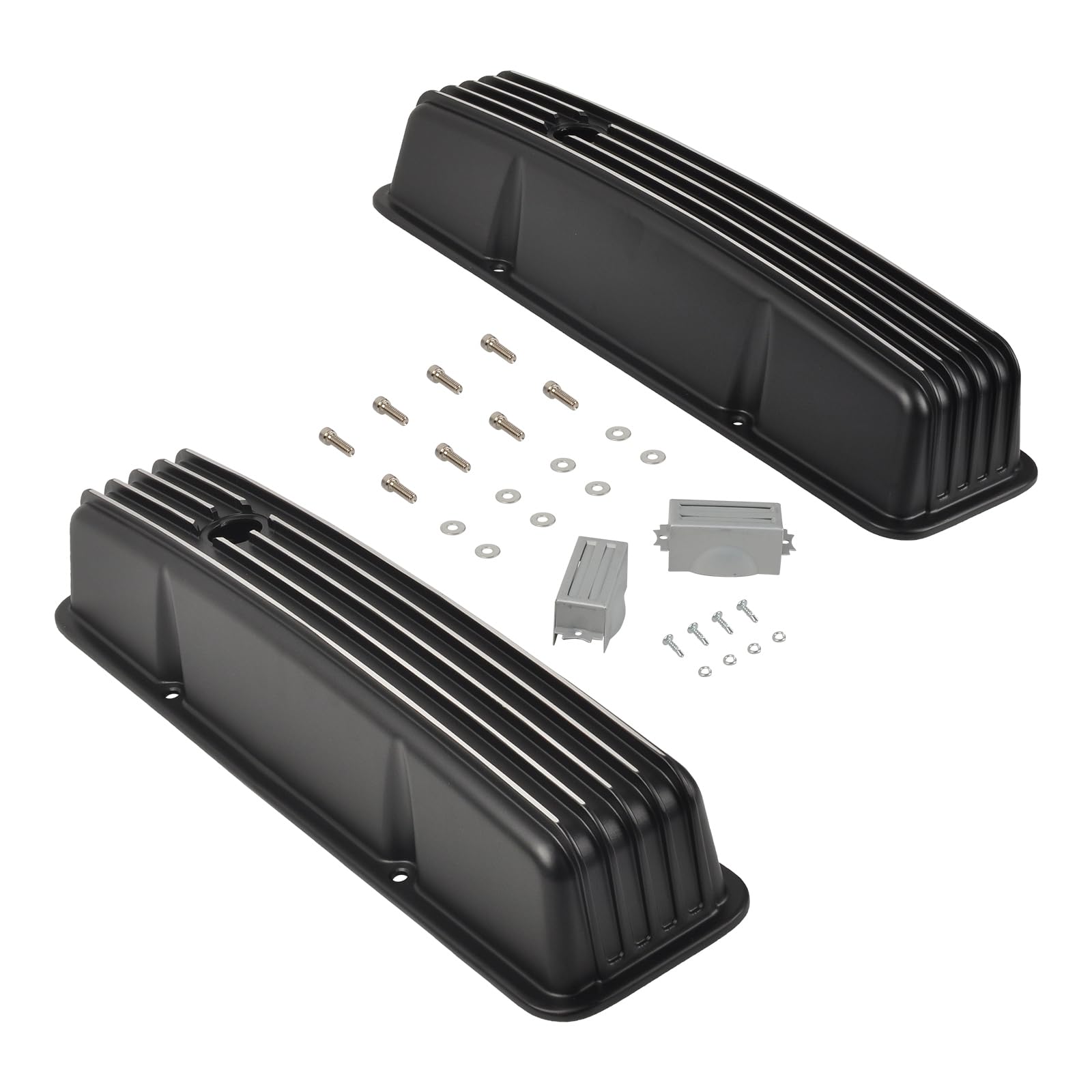 Center Bolt Aluminum Valve Covers With Holes Retro Finned Polished ...