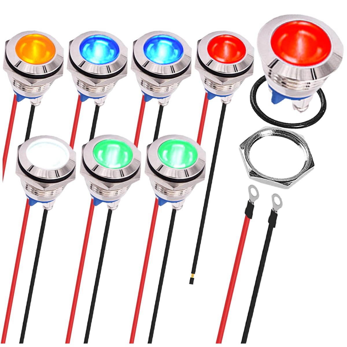 Amazon.com: MKBKLLJY 8Pcs Indicator Light 16mm Waterproof IP67 Metal ...