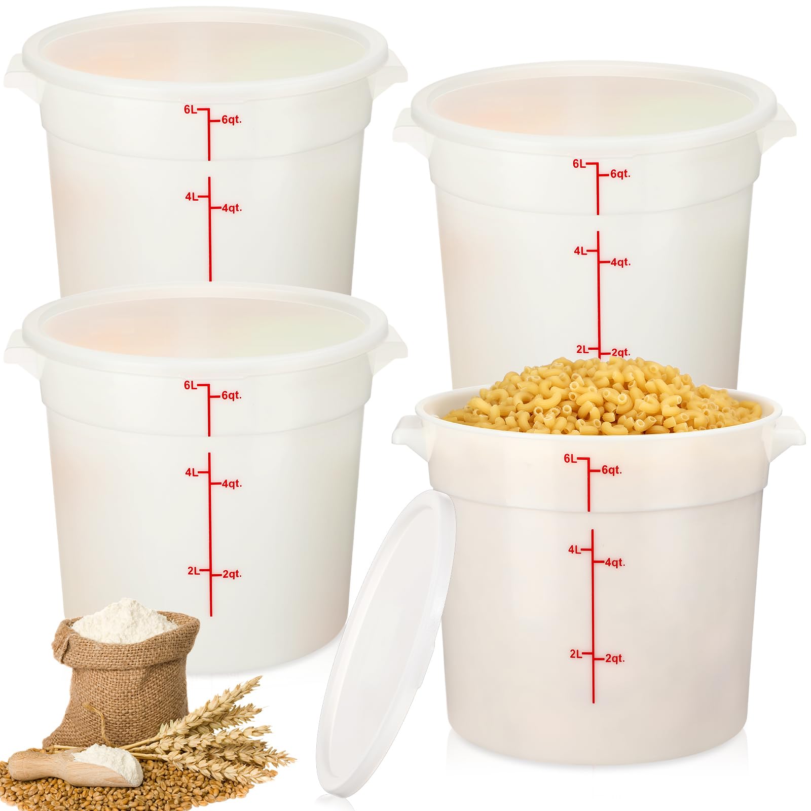 Amazon.com: Hushee 4 Pcs Commercial Food Storage Containers Round PP ...