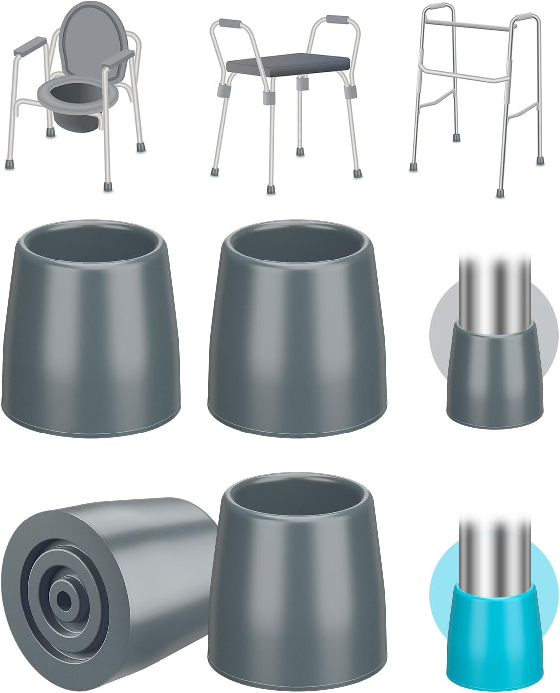 Amazon.com: supregear Rubber Walker Tips - Walker Feet Replacement ...
