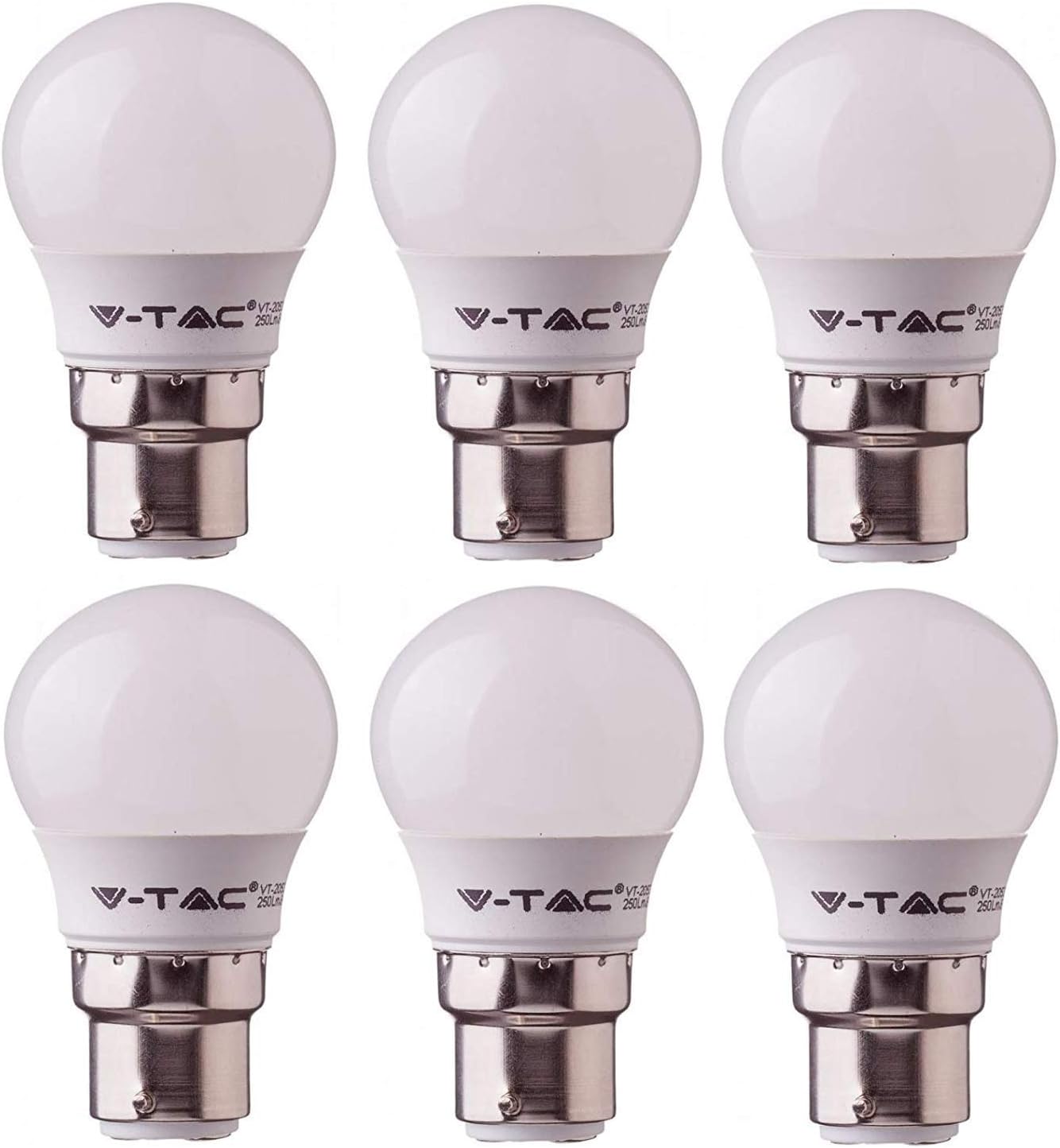 V-Tac LED 3w G45 Golf Ball Bulbs - Pack of 6 - B22 / BC/Bayonet Cap ...
