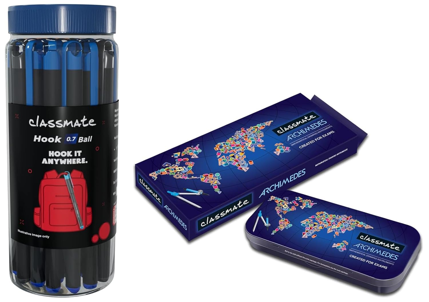 Classmate Hook Ball Pen Archimedes Geometry Box | Die- Cast Compass ...