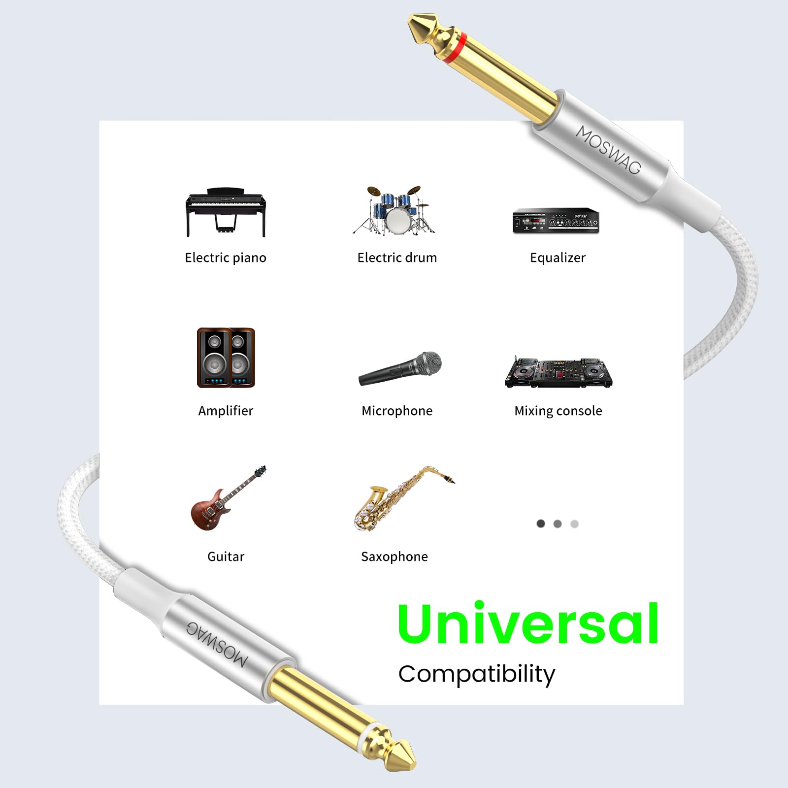 Snapklik.com : Audio Instrument Cable, 10FT/3M 1/4 Inch TS To 1/4 Inch ...