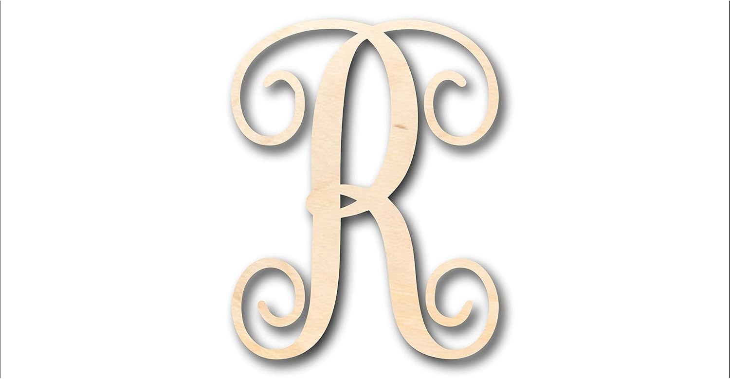 Amazon.com: Unfinished Wood Monogram R Shape Craft up to 46" DIY 8" / 1/8"