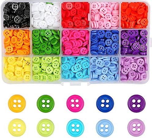 Botones Costura, 1200 Piezas Botones Coloridos de Cuatro Ojos de Resina ...