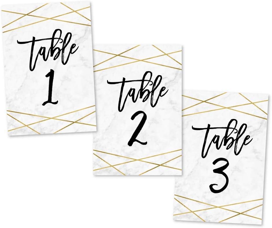 Amazon.com: Hadley Designs 1-25 Marble Geometric Table Number Double ...