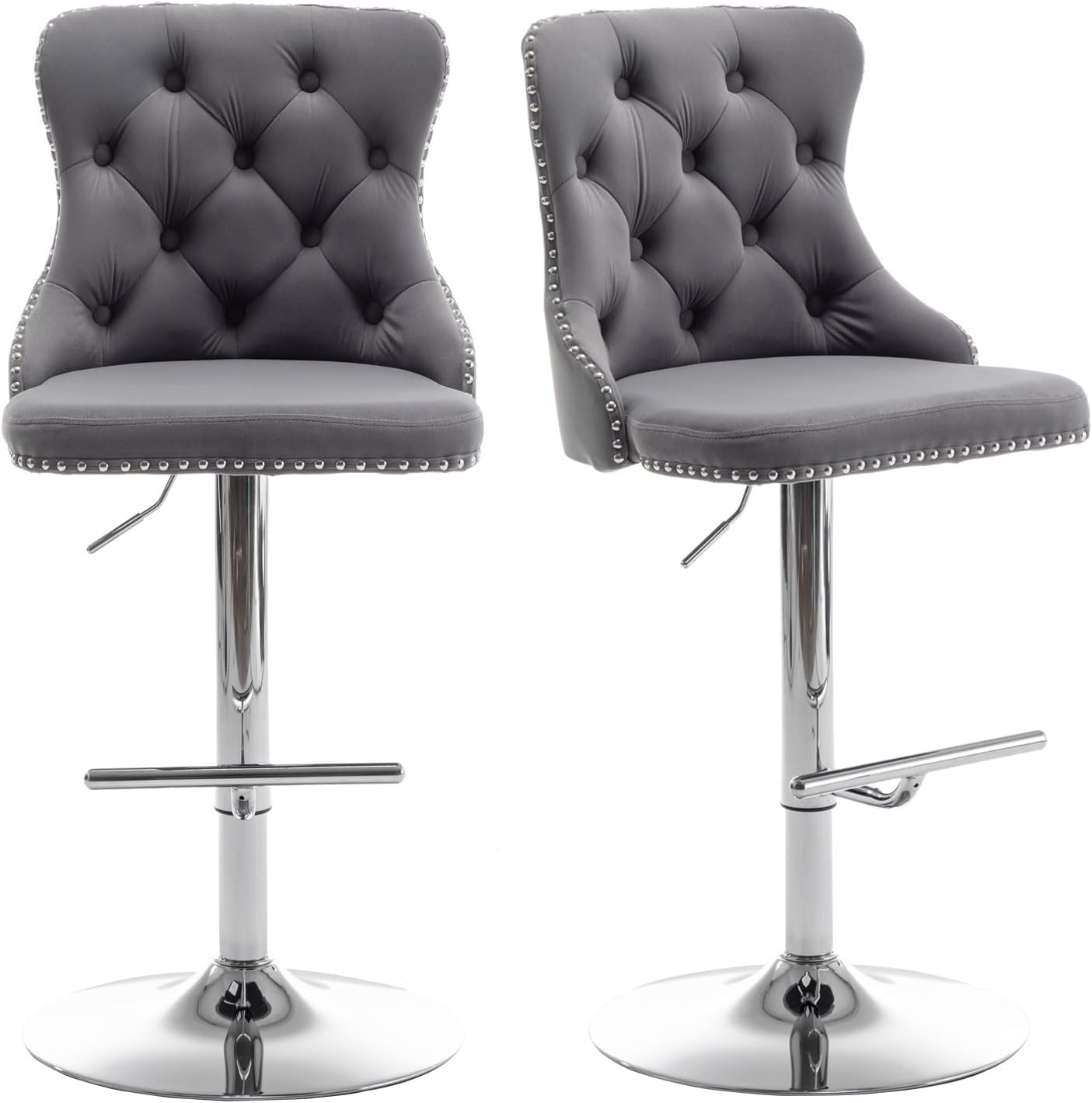 Amazon.com: Riknuxi Velvet Bar Stools Set of 2, Counter Height Bar ...