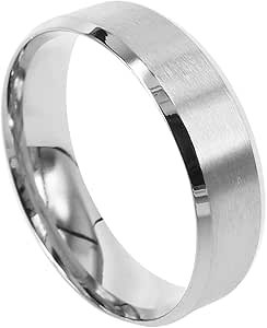 Amazon.com: Everstone Men Titanium Ring Silver Matte Wedding Band Anniversary Engagement Ring ...