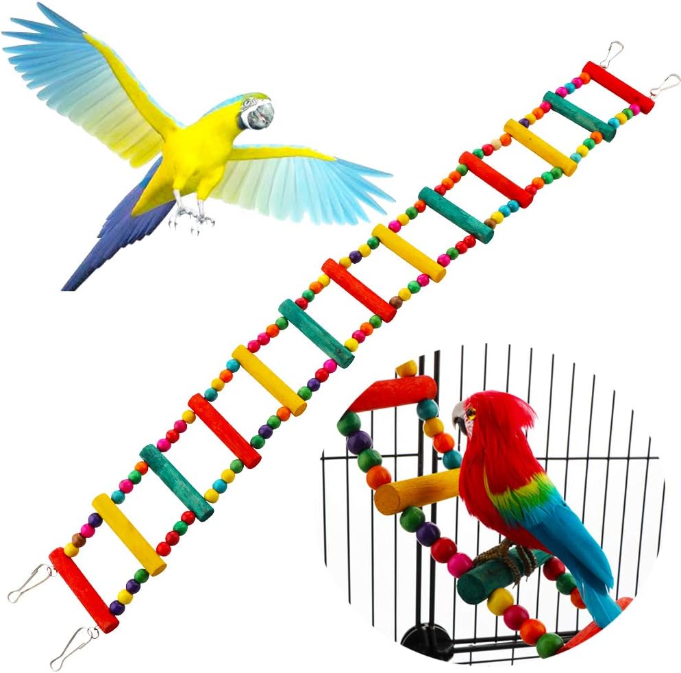 Amazon.com : VTurboWay Wood Colorful Climbing Ladder Toy Birdcage ...
