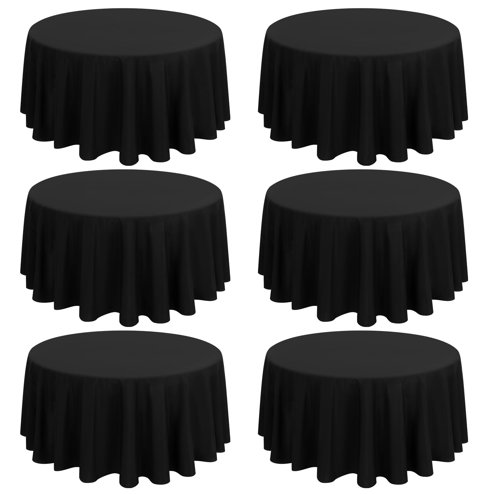 6 Pack Black Round Tablecloth 108 Inch Circle Polyester Table Cloth ...
