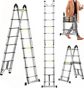 Raganet, Escalera Telescópica Plegable, Escalera de Tijera Altura ...