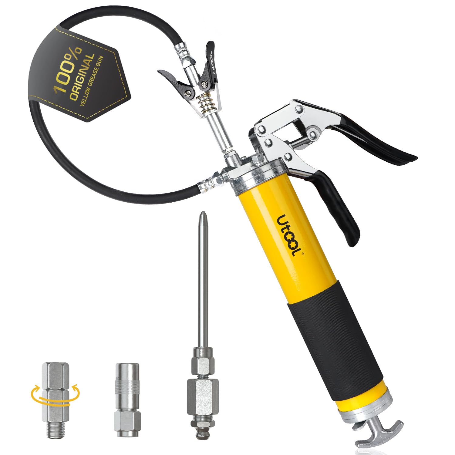 Tip Grease Gun With Needle Coupler, 8000 PSI Heavy Duty Pistol Grip ...