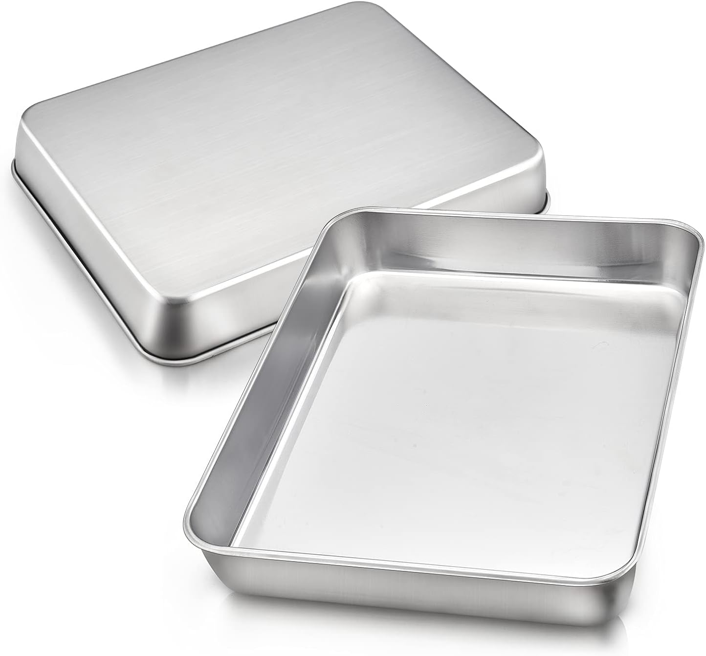Joyfair Small Baking Tray Set of 2, Deep Cake Tins Stainless Steel ...