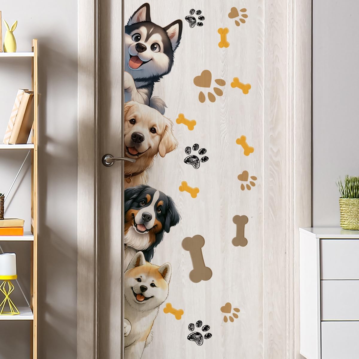 Amazon.com: 44.9 X 9.8 Inch Dog Door Decals Cartoon Animal Wall Sticker ...