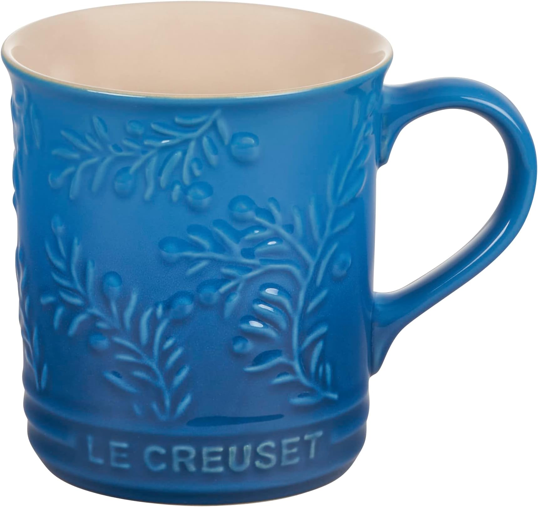 Amazon.com | Le Creuset Olive Branch Collection Stoneware Embossed Mug ...