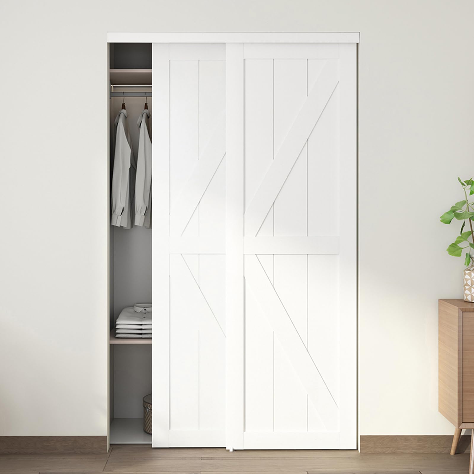 Amazon.com: JUBEST 48"(Double 25") x80 Sliding Closet Door, K Style MDF ...