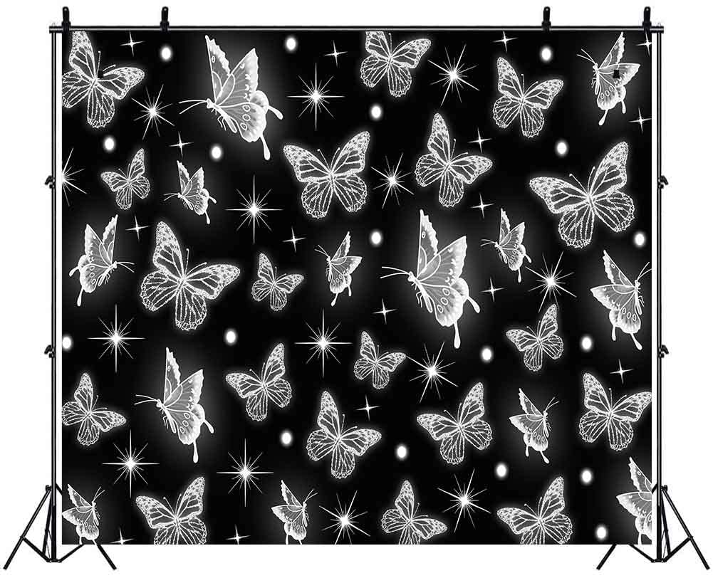 Amazon.com : VIDMOT Early 2000s Backdrop, Black Glitter Butterfly, Old ...