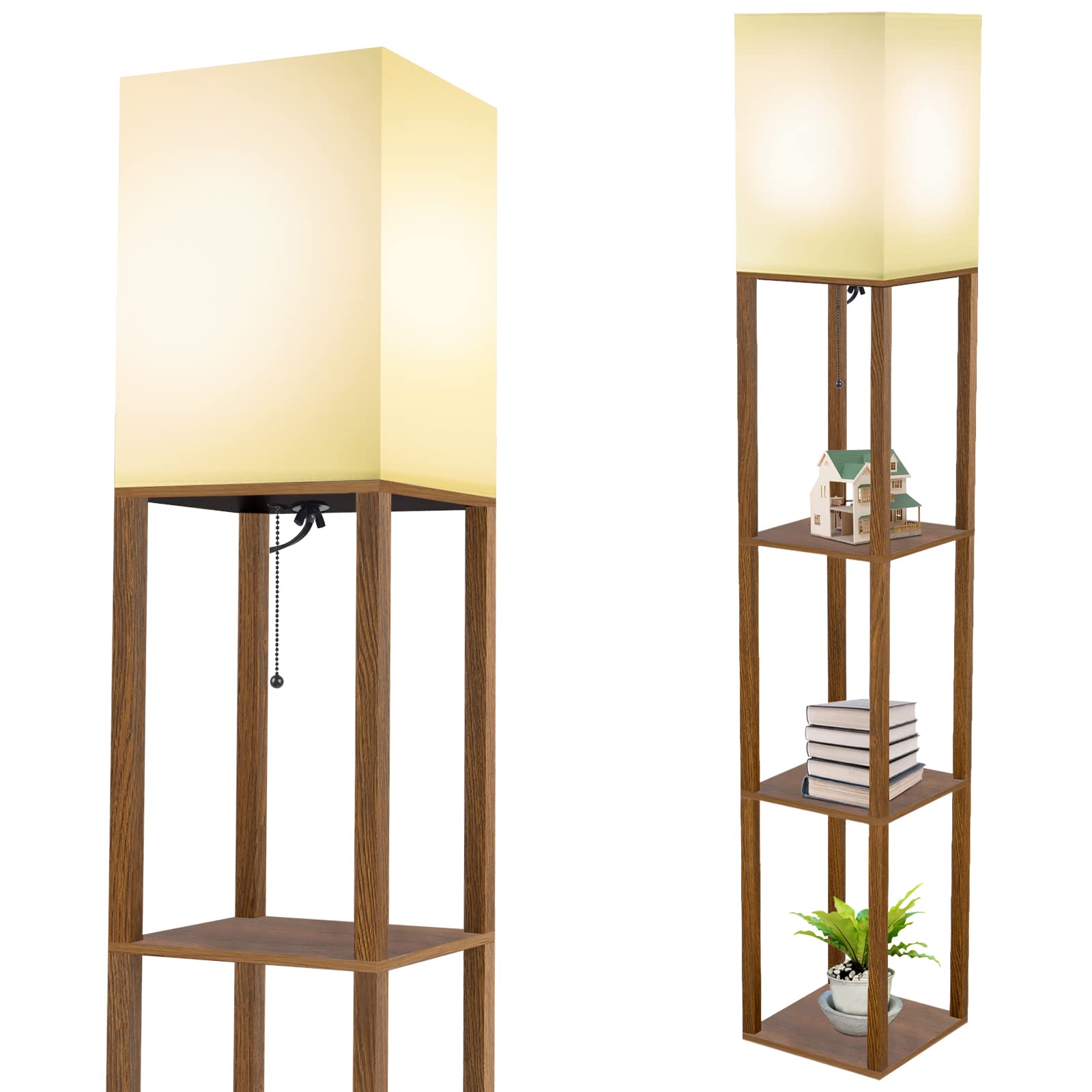 MOFFE Column Floor Lamp with Shelves, Modern Shelf Floor Lamp with 9W ...