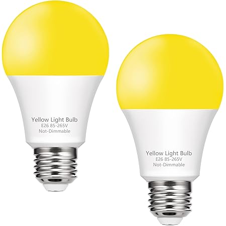 LED Yellow Bug Light Bulbs Outdoor, 9W A19 Yellow LED Lights 60W ...