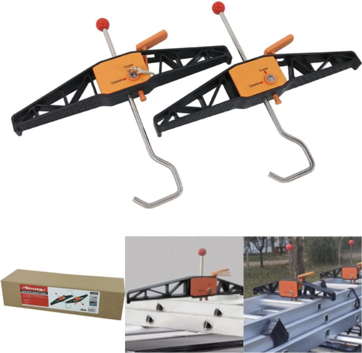 Safe Clamp Lockable Ladder Clamps Van Roof Rack Wide Safe Clamp Pair ...