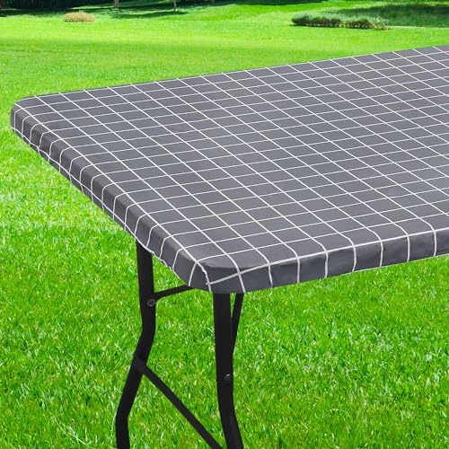 Amazon.com: Smiry Rectangle Tablecloth, Elastic Fitted Flannel Backed ...