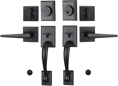 HISAFE Front Door Handle Double Door Lock Set with Camelot Trim in ...