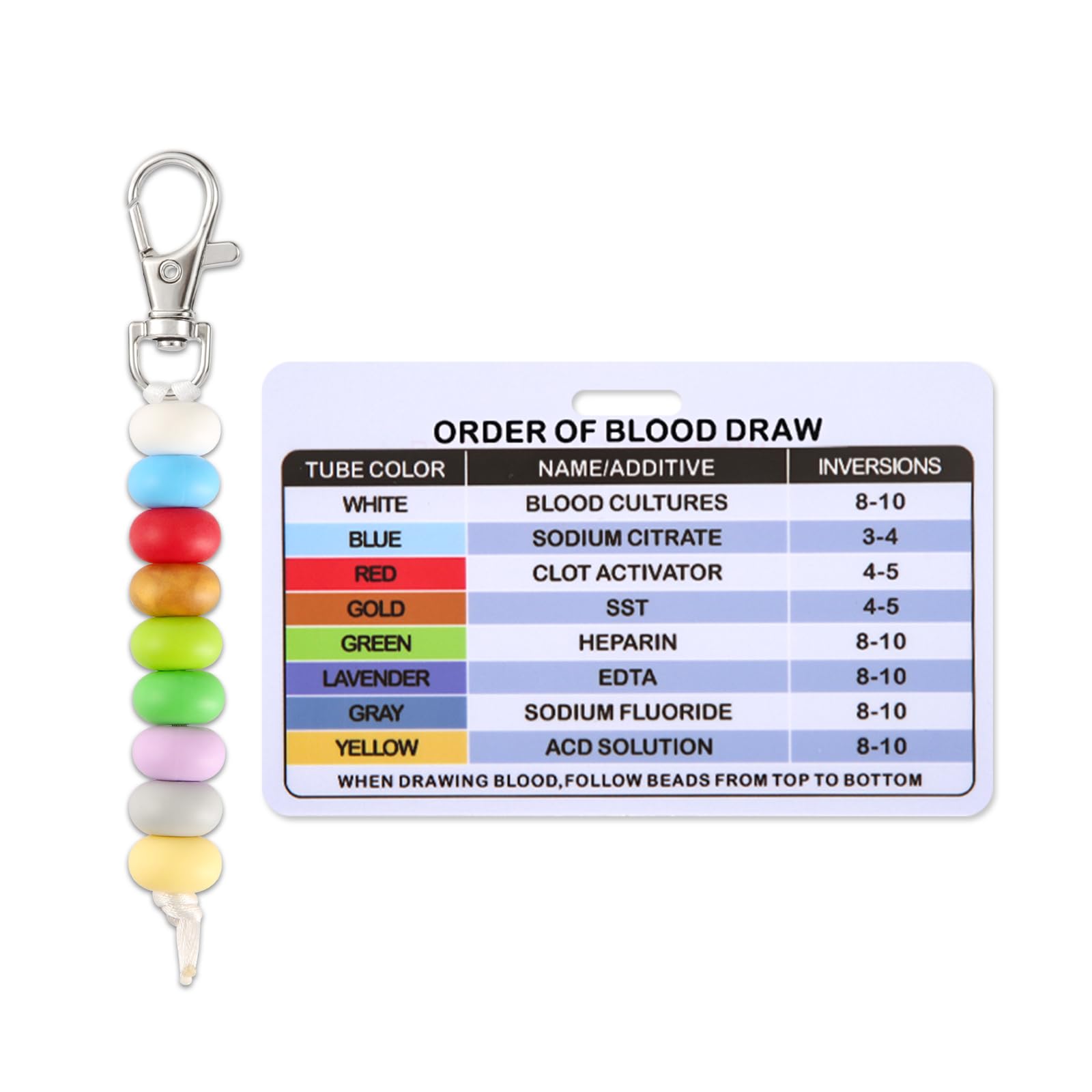Order Of Draw Bead With Nursing Badge Reference Card Oval | Desertcart ...