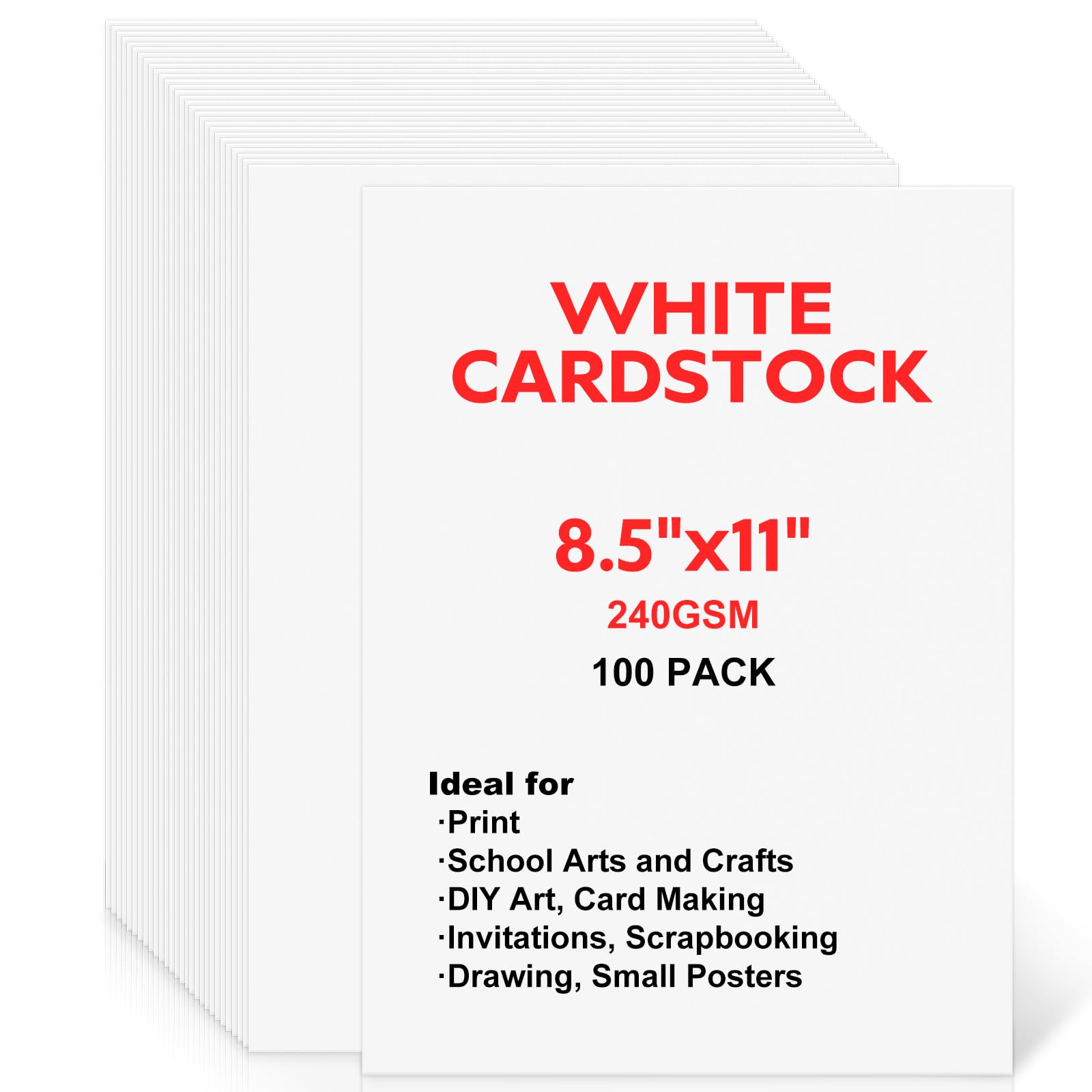 Amazon.com : White Cardstock 8.5 x 11 in, 240GSM Card Stock Bulk for ...