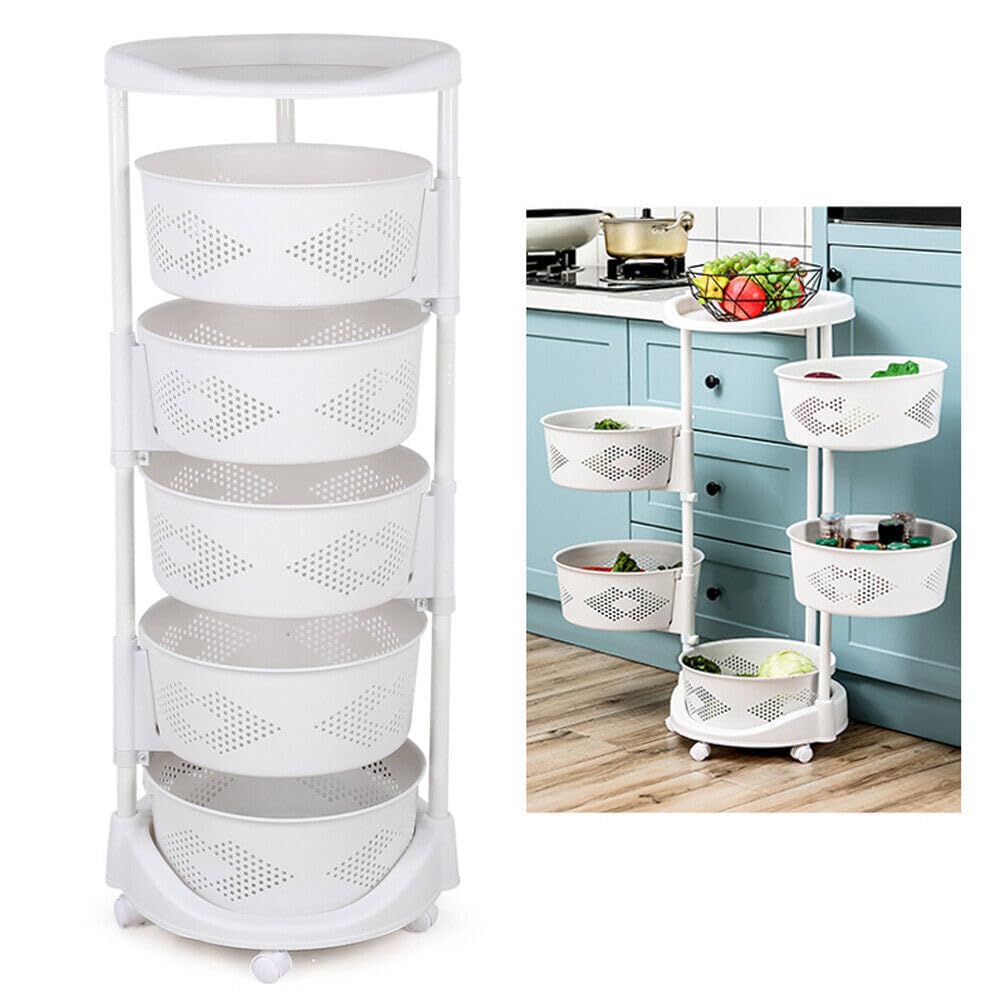 Amazon.com: 5 Tier Kitchen Storage Rack,180° Rotating Storage Shelves ...