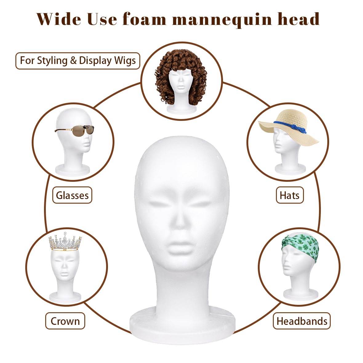 Snapklik.com : Leeven 3 Packs Foam Wig Head Female Styrofoam Mannequin ...
