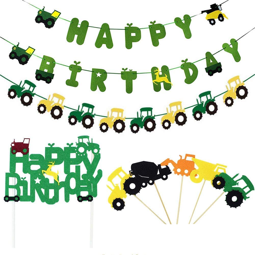 Buy 68Pcs Farm Green Tractor Party Supplies Tractor Birthday ...