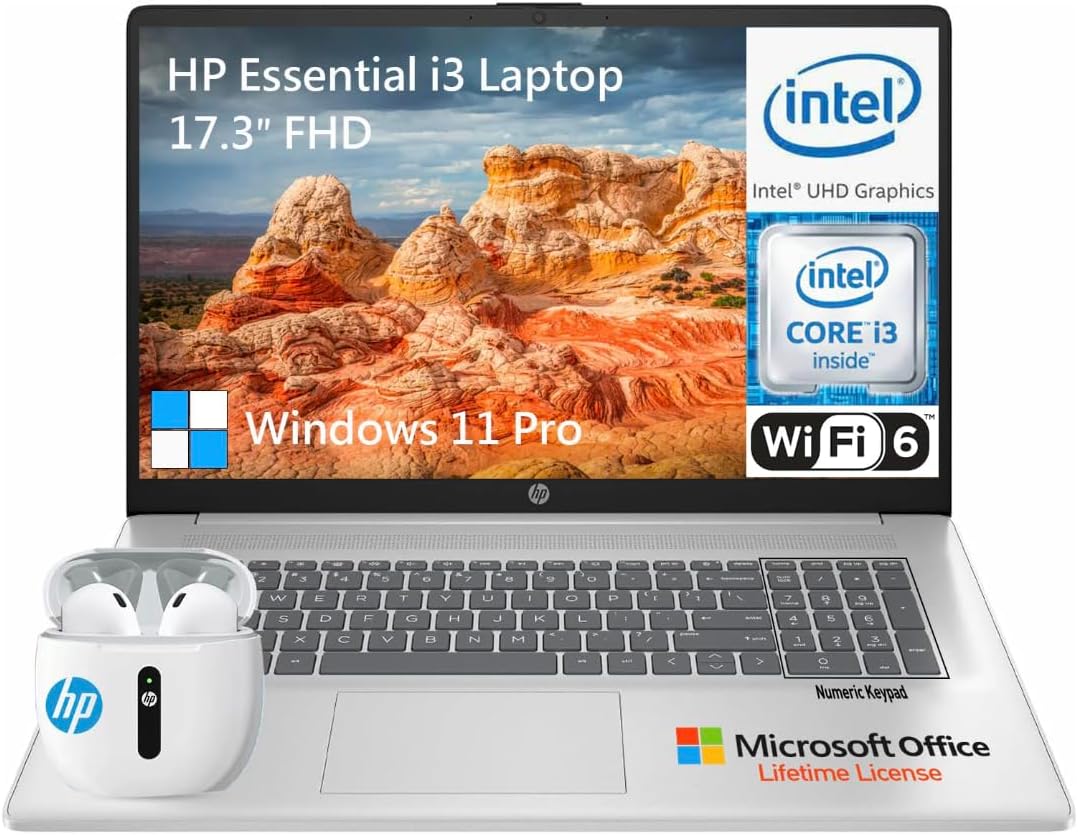 Amazon.com: HP 17.3"" Business Laptop, Free Microsoft Office 2021 with ...