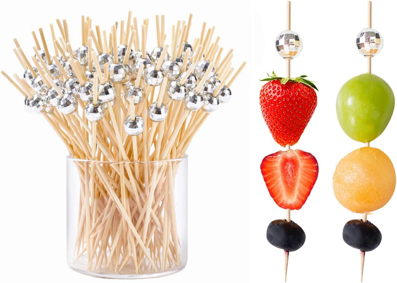 Amazon.com | 200 Pcs Cocktail Picks, 4.7 Inch Disco Ball Silver ...