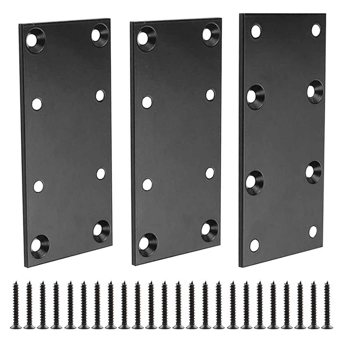 Eyourlife 3 Pack Flat Straight Brace Brackets, Black Stainless Steel ...