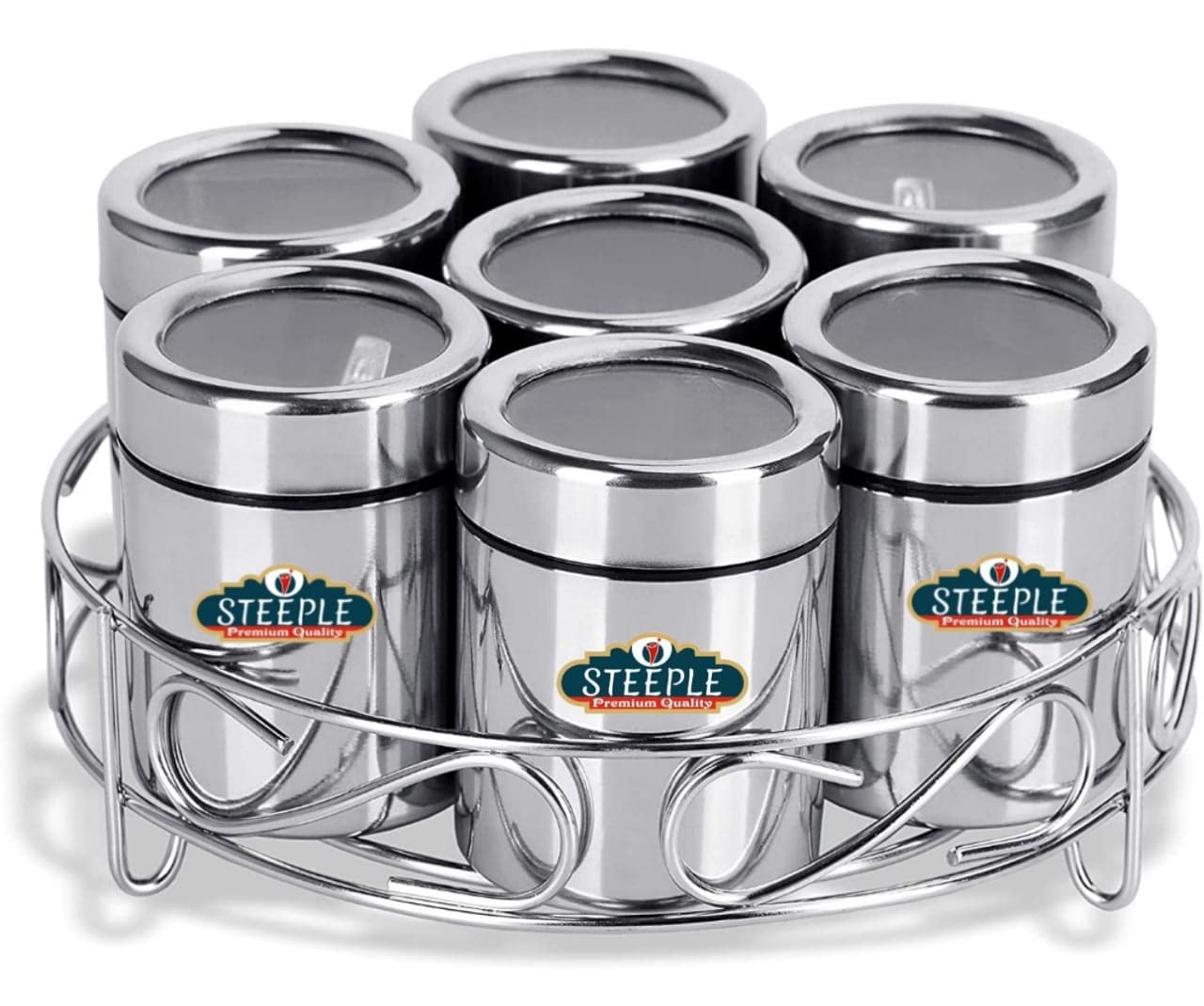 STEEPLE 7pcs Stainless Steel Masala Dabba| Spice Container| Kitchen ...