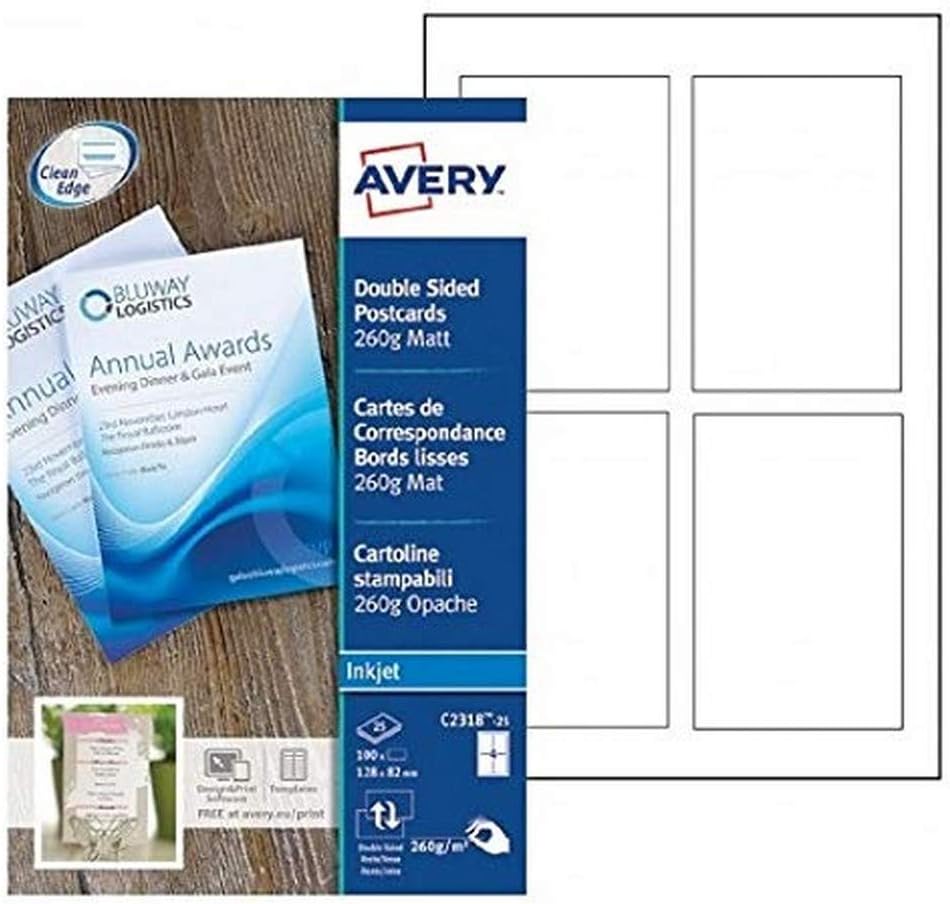 Avery C2318-25 Printable and Customisable Double-Sided Invitation Cards ...