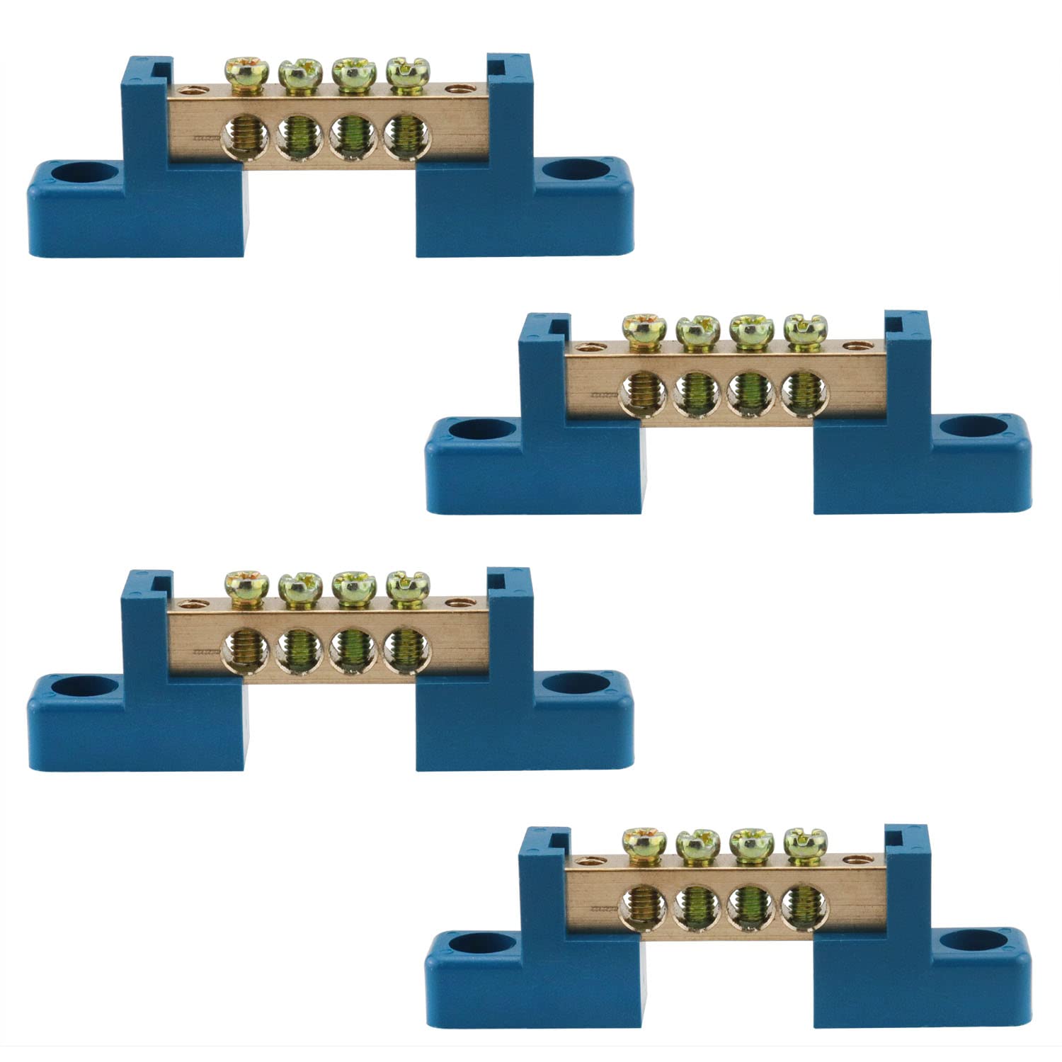 MTQY Terminal Block 5PCS 4 Positions Screw Brass Terminal Grounding ...