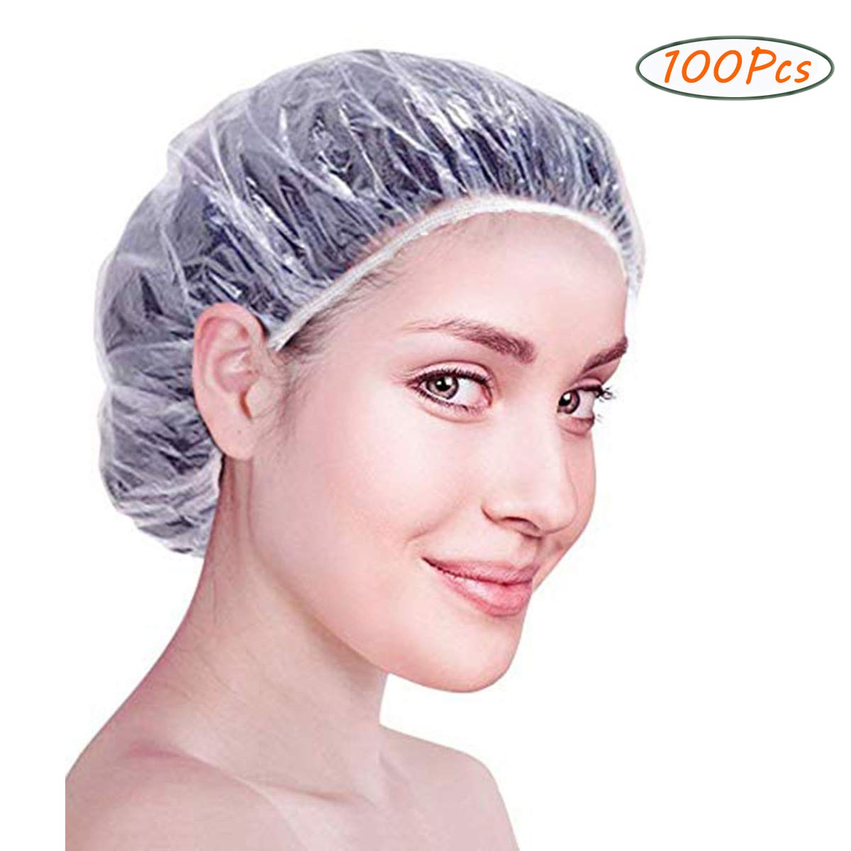 Amazon.com : TECHSON 100 PCS Disposable Plastic Shower Cap, Waterproof ...
