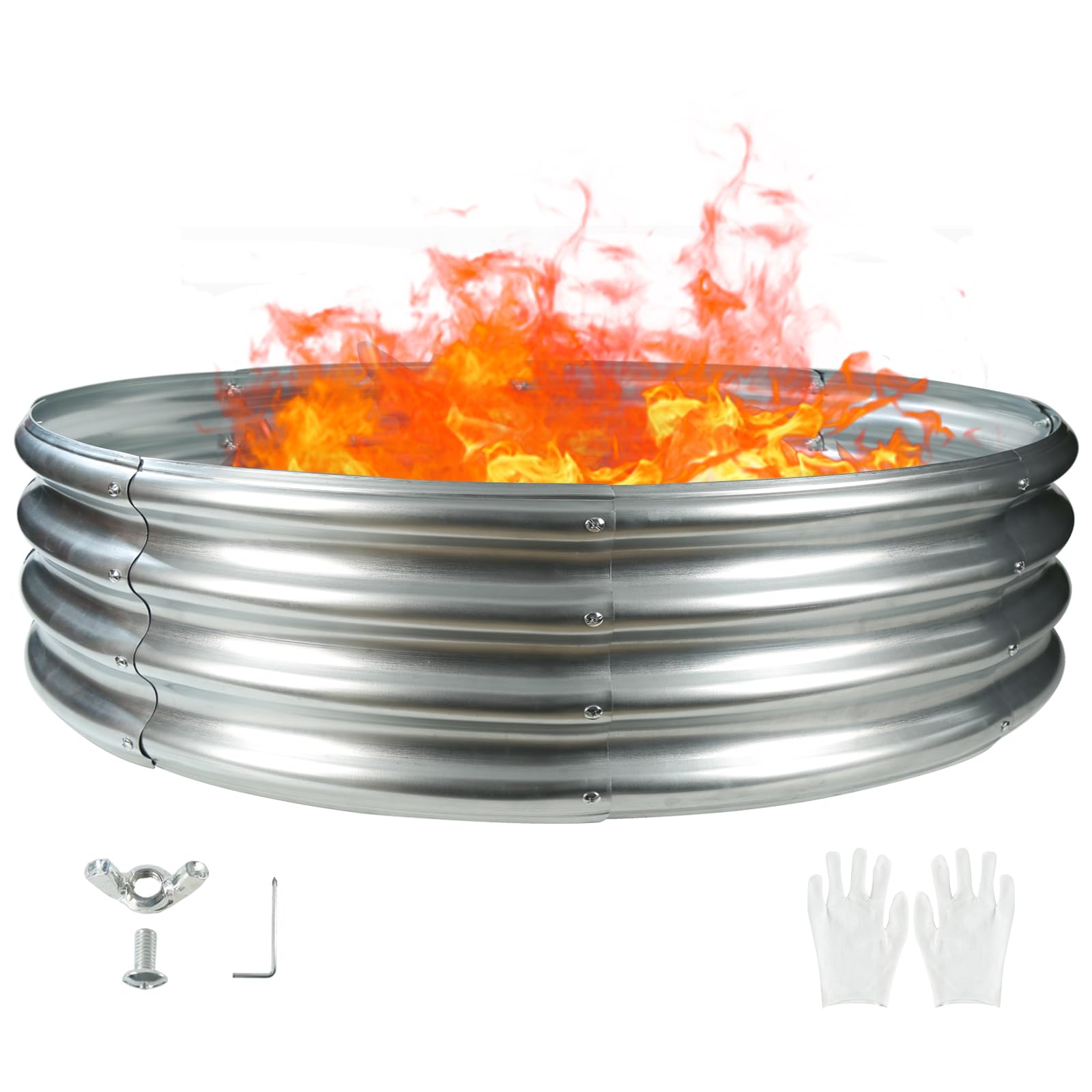 Snapklik.com : 5FT Diameter Camp Fire Ring Pit, Large Round Galvanized ...