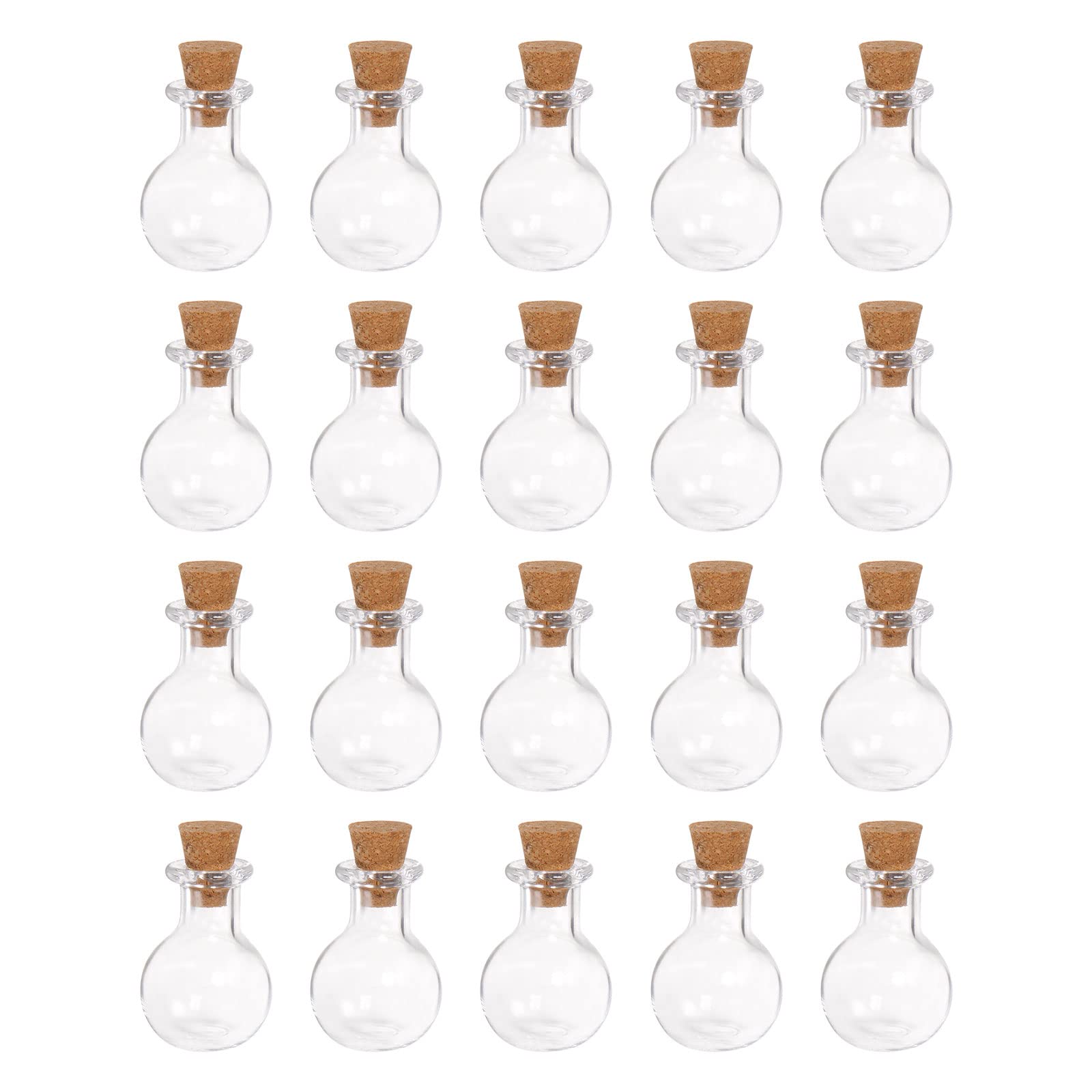 sourcing map 20pcs Mini Glass Bottles with Cork Stoppers Flat Bottom ...