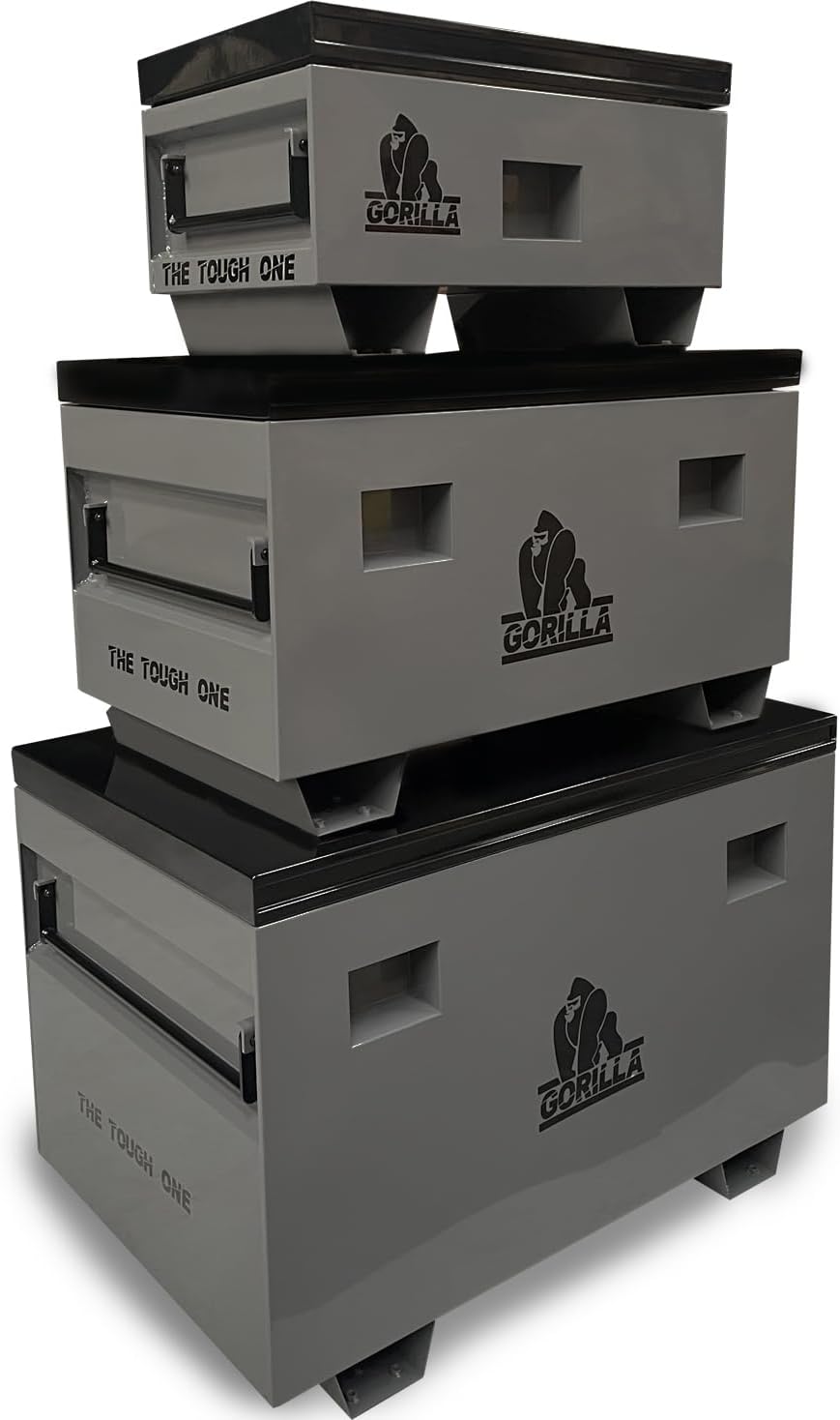 Autojack x3 Heavy Duty Steel Site Boxes 450mm 650mm 850mm Gas Sprung ...