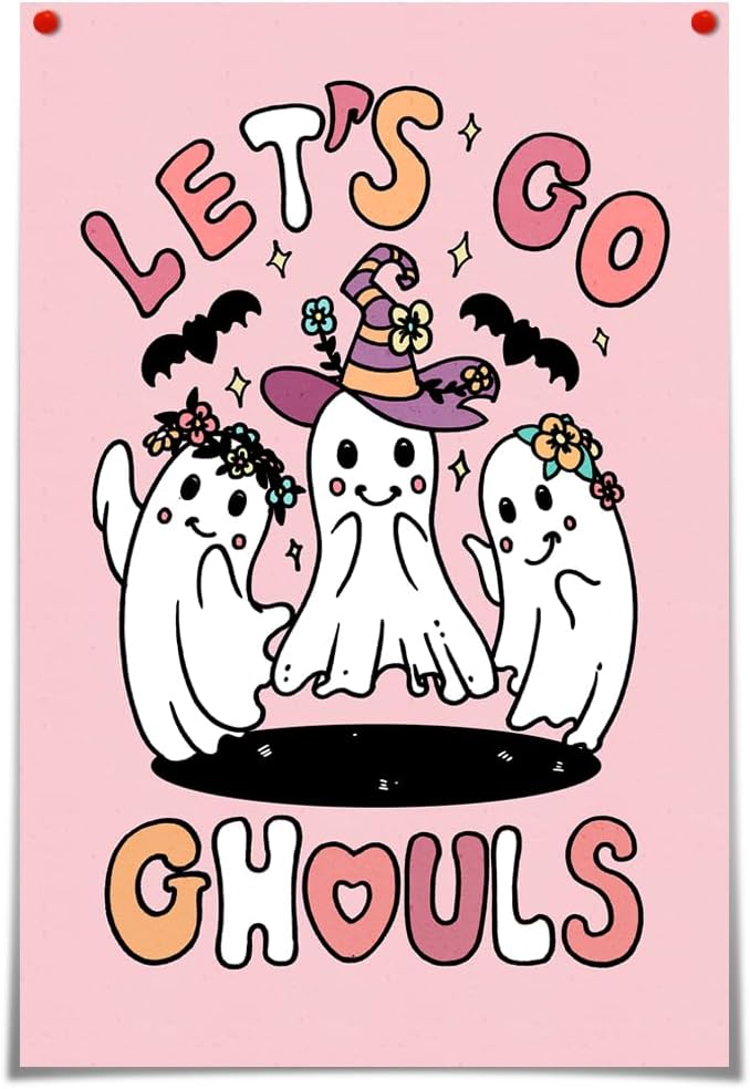 Amazon.com: JCCSFF Let's Go Ghouls Canvas Wall Art， Halloween Art Print ...