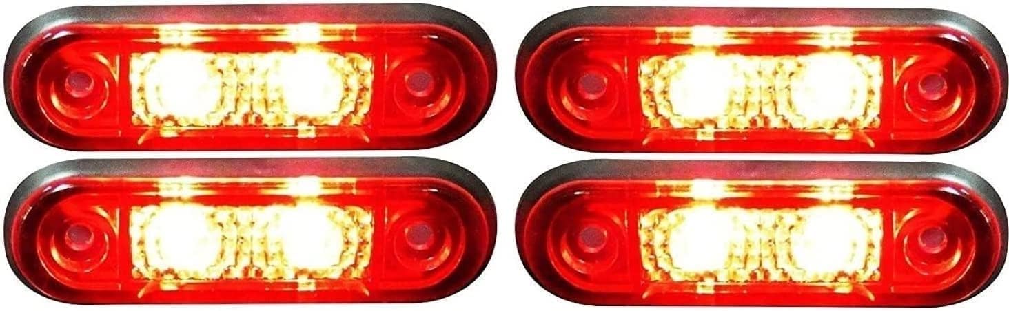 4 pcs Flush Led Red Marker Lights 24v Compatible with Kelsa Bars Scania ...