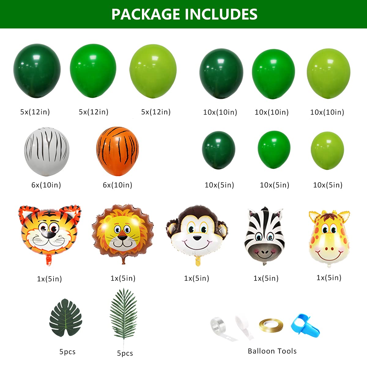 Jungle Theme Party Decorations, 102Pcs Birthday Party Supplies ...