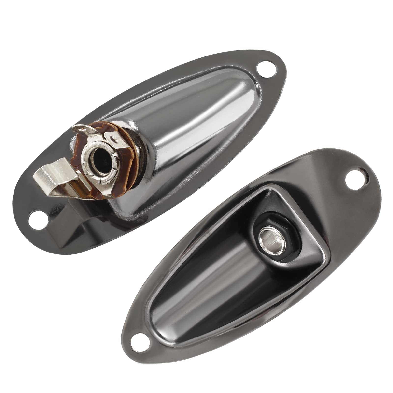 Amazon.com: HARSKIYER Boat Style Output Jacks, Dark Silver Guitar ...