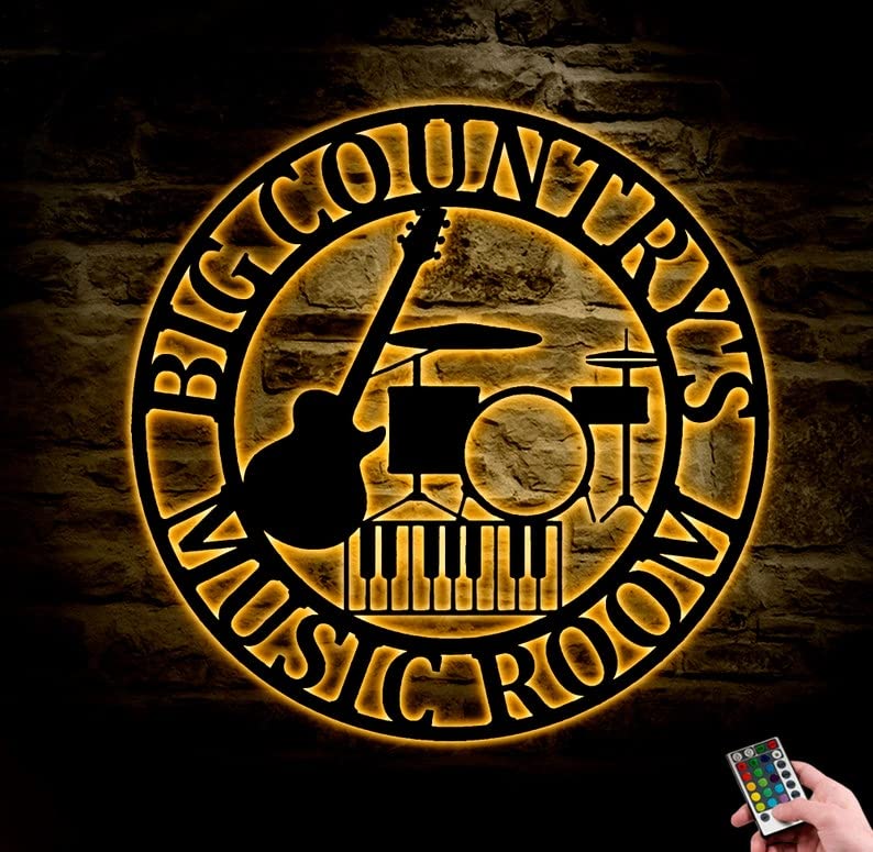 Amazon.com: INDOCHI Custom Music Room Metal Wall Art With RGB Led ...